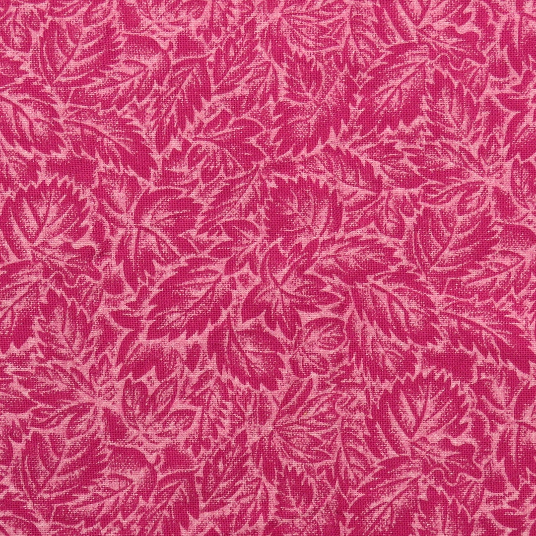 Vintage Leaf Print Fabric Raspberry Pink Cotton 35x39 - Etsy