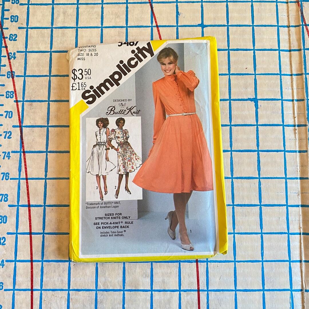 Womens Uncut 1980s Dress Pattern Sizes 18 20 Simplicity 5487 - Etsy