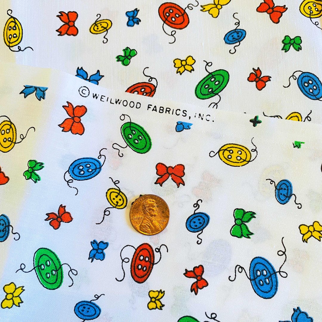 Vintage Buttons and Bows Fabric Cotton 18x44 - Etsy
