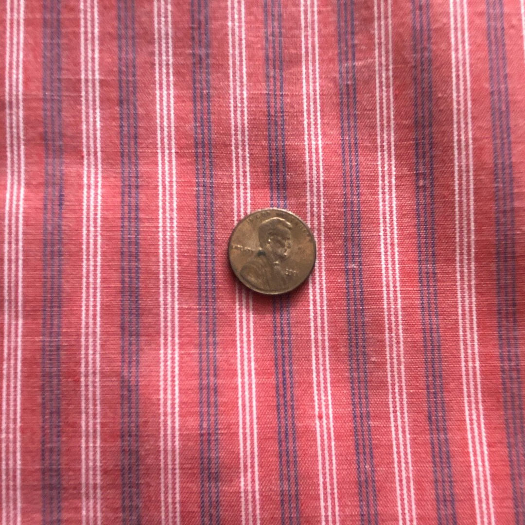 1.9 YD Soft Red Stripe Shirting Fabric Cotton Blend Double Face - Etsy