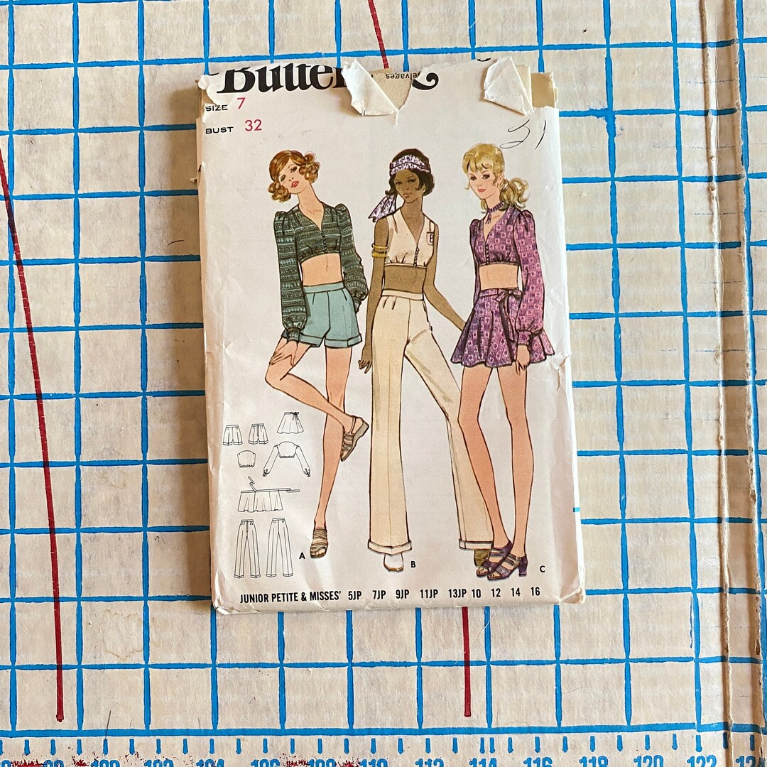 JR Petite Uncut 1970s Top Skirt Pants Sewing Pattern Size 7 Butterick ...