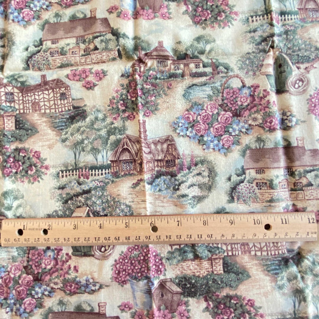 Vintage Scenic Cottages Fabric Quilting Cotton 32x42 - Etsy