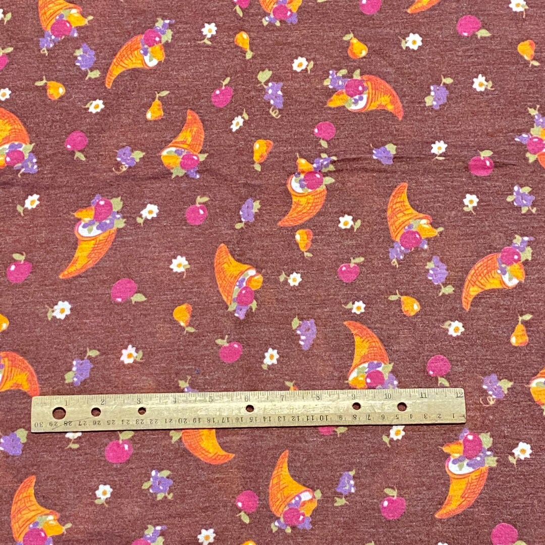 BTY Vintage Novelty Knit Fabric Cornucopia Fruit Flowers - Etsy