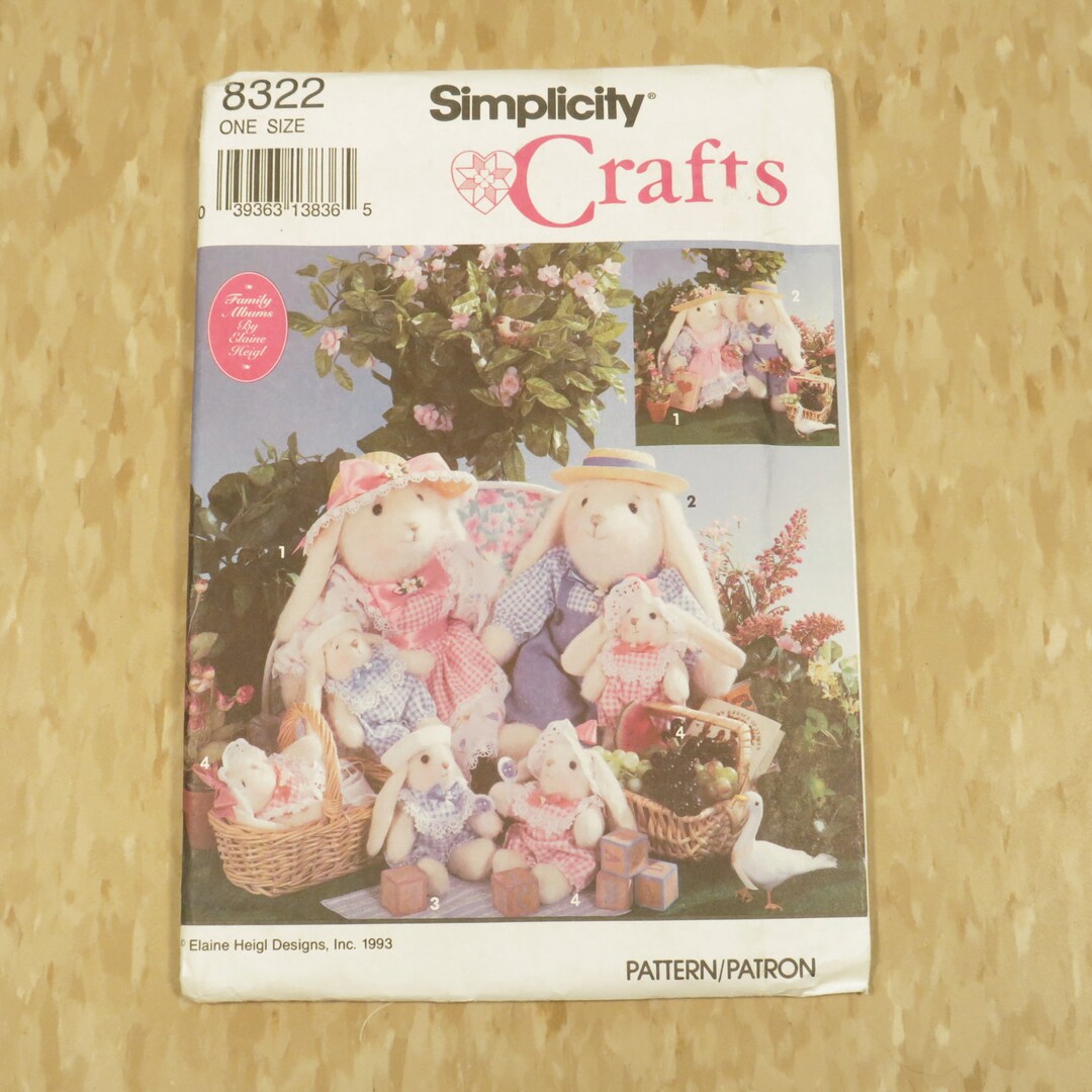 Uncut Vintage Bunny and Clothes Pattern Simplicity Crafts 8322 - Etsy