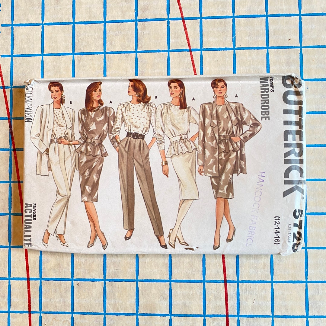 Womens Uncut 1980s Wardrobe Pattern Size 12 14 16 Butterick 5728 - Etsy