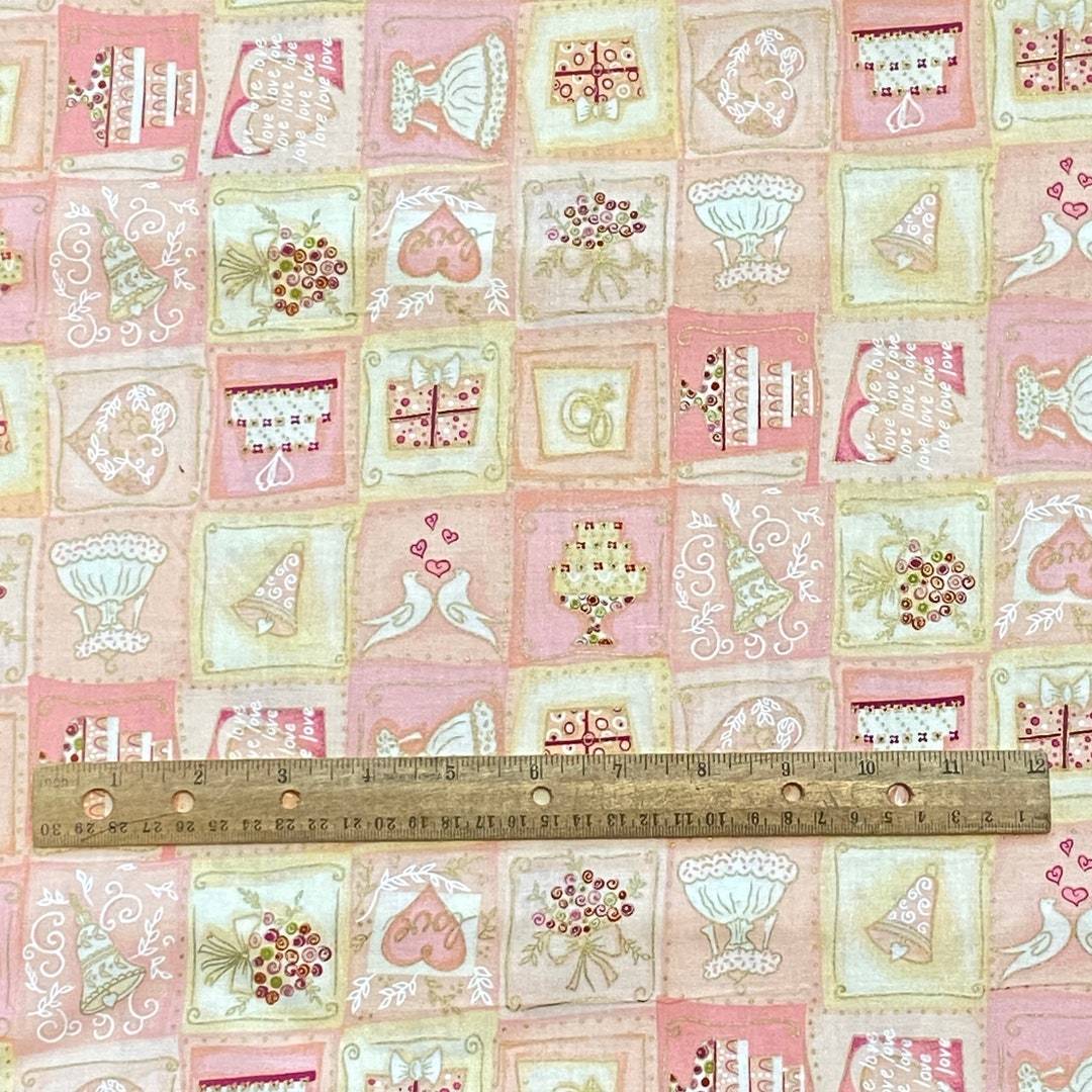 BTY Pink Wedding Theme Fabric Blank Quilting Cotton OOP - Etsy