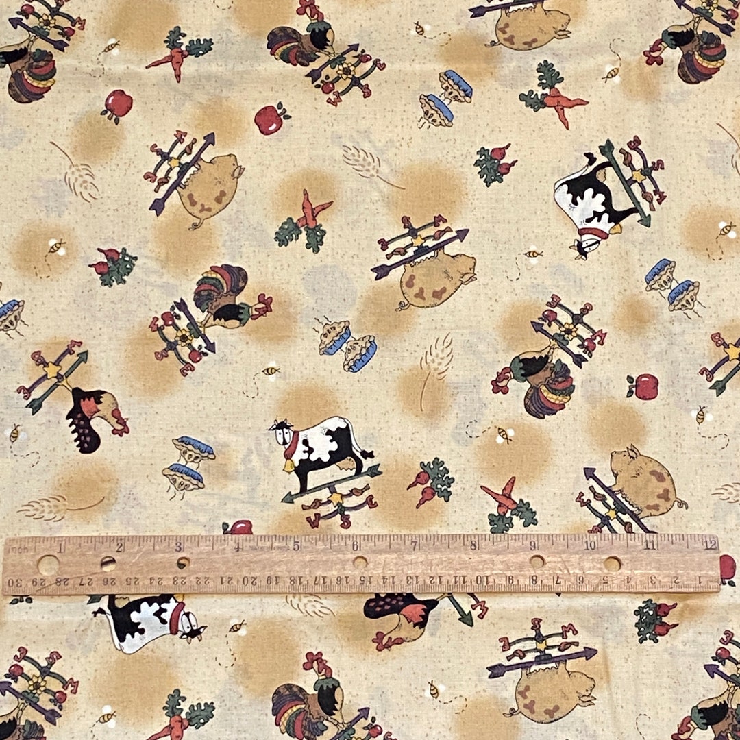 1.5 YD Pig Rooster Farm Toss Fabric Quilting Cotton - Etsy