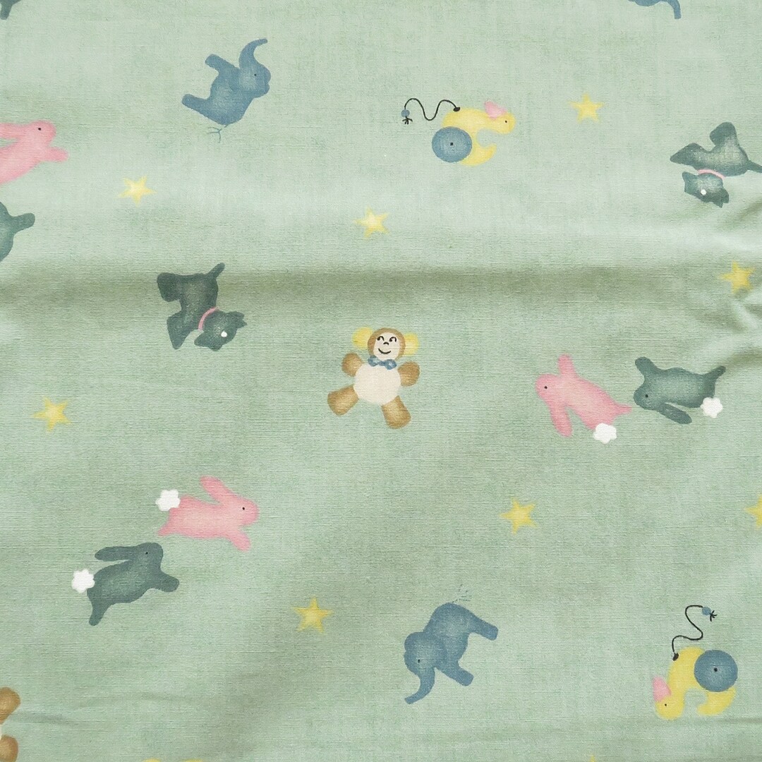 1.4 YD Vintage Animal Nursery Fabric Soft Green Cotton Print - Etsy
