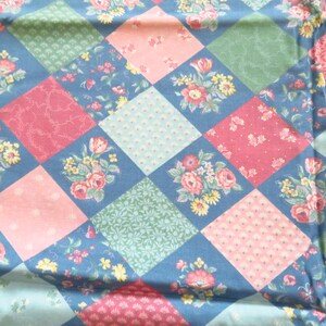 Vintage Springs Floral Diamond Fabric Blue Pink Cotton BTY - Etsy