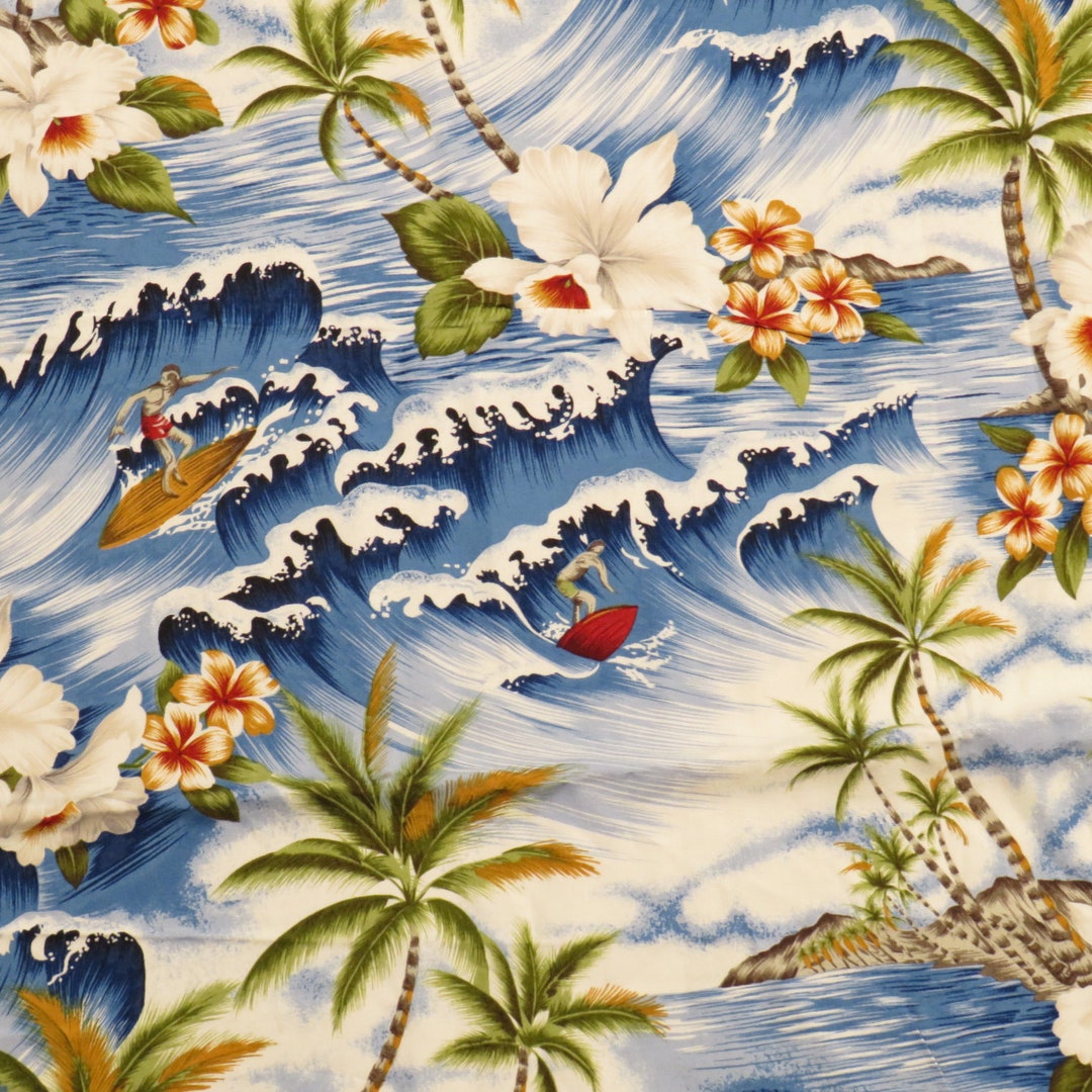 Vintage Tropical Floral Surfer Fabric Trendtex Rayon Viscose 1.4 YD - Etsy