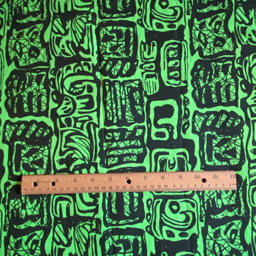 1.7 YD 1980s Dayglo Fabric Neon Green Black Cotton - Etsy
