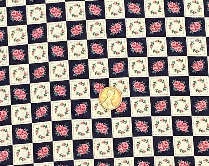 1.7 YD Vintage Checkerboard Rose Fabric Traditions Cotton - Etsy