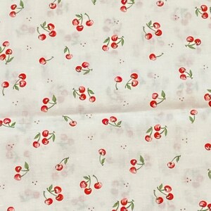 Cherry Print Fabric on Bright White MBT Cotton 1.4 YD - Etsy