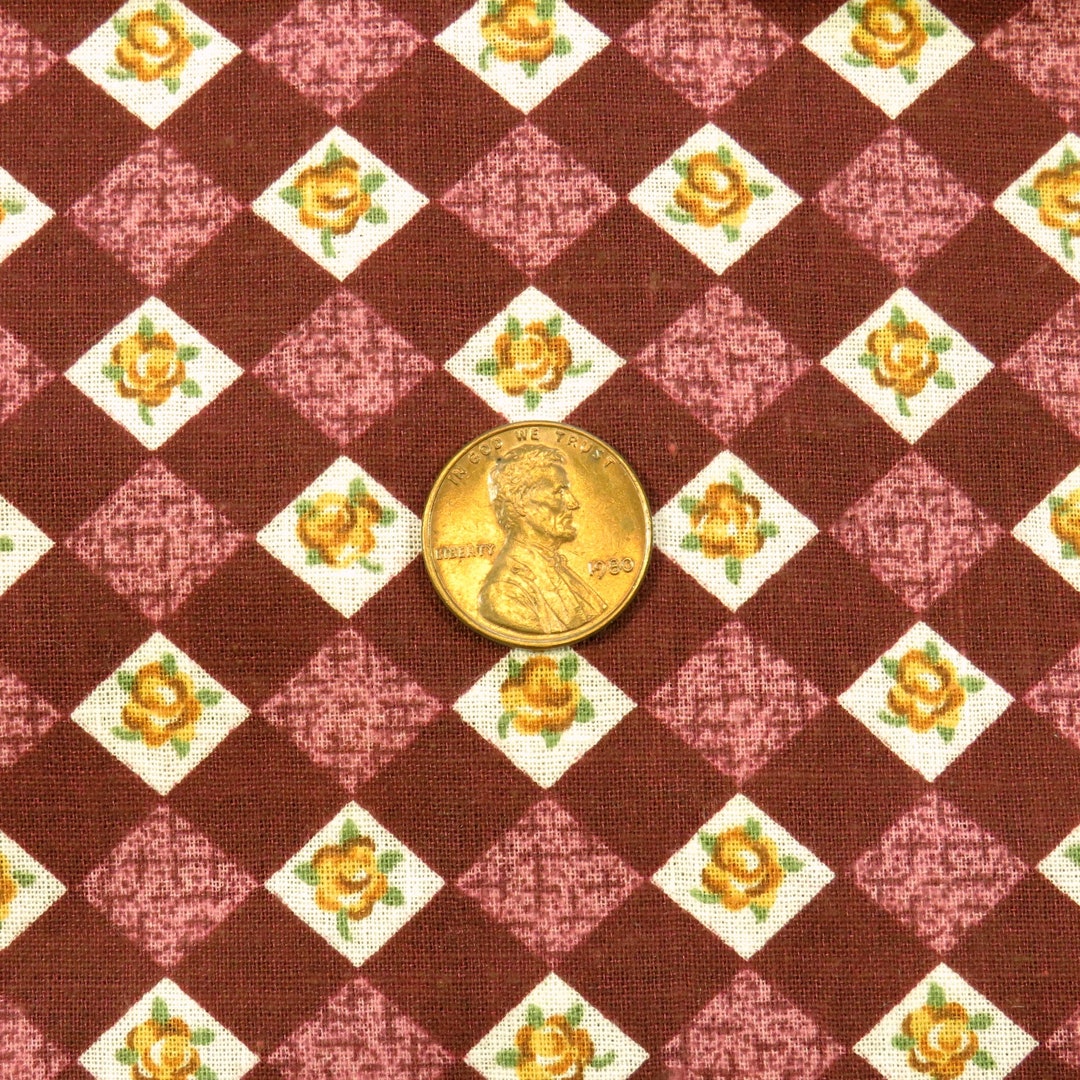 Diagonal Checkerboard Flower Fabric Cotton BTY - Etsy