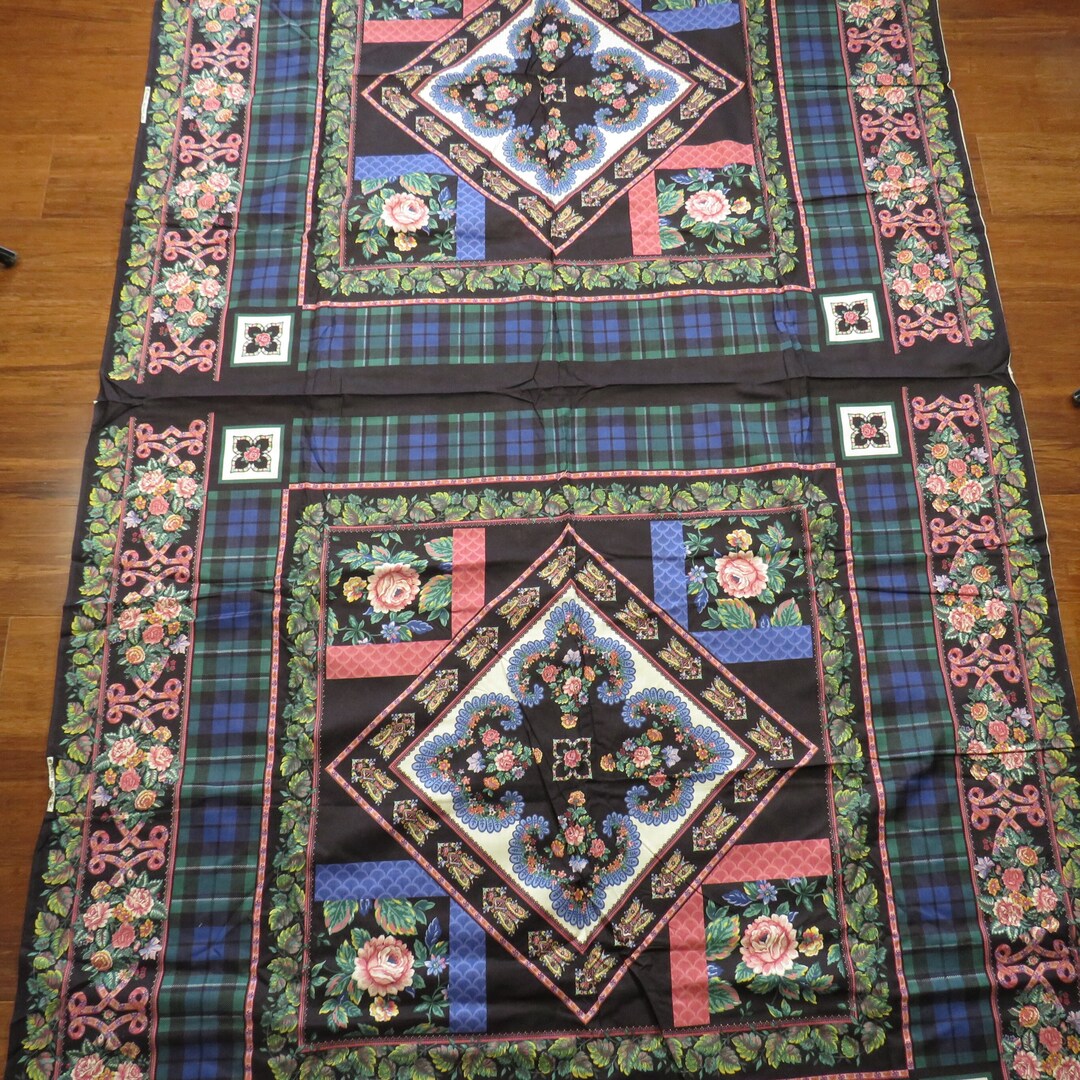 Vintage Cheater Quilt Panther Floral Panel Fabric 2.1 YD - Etsy