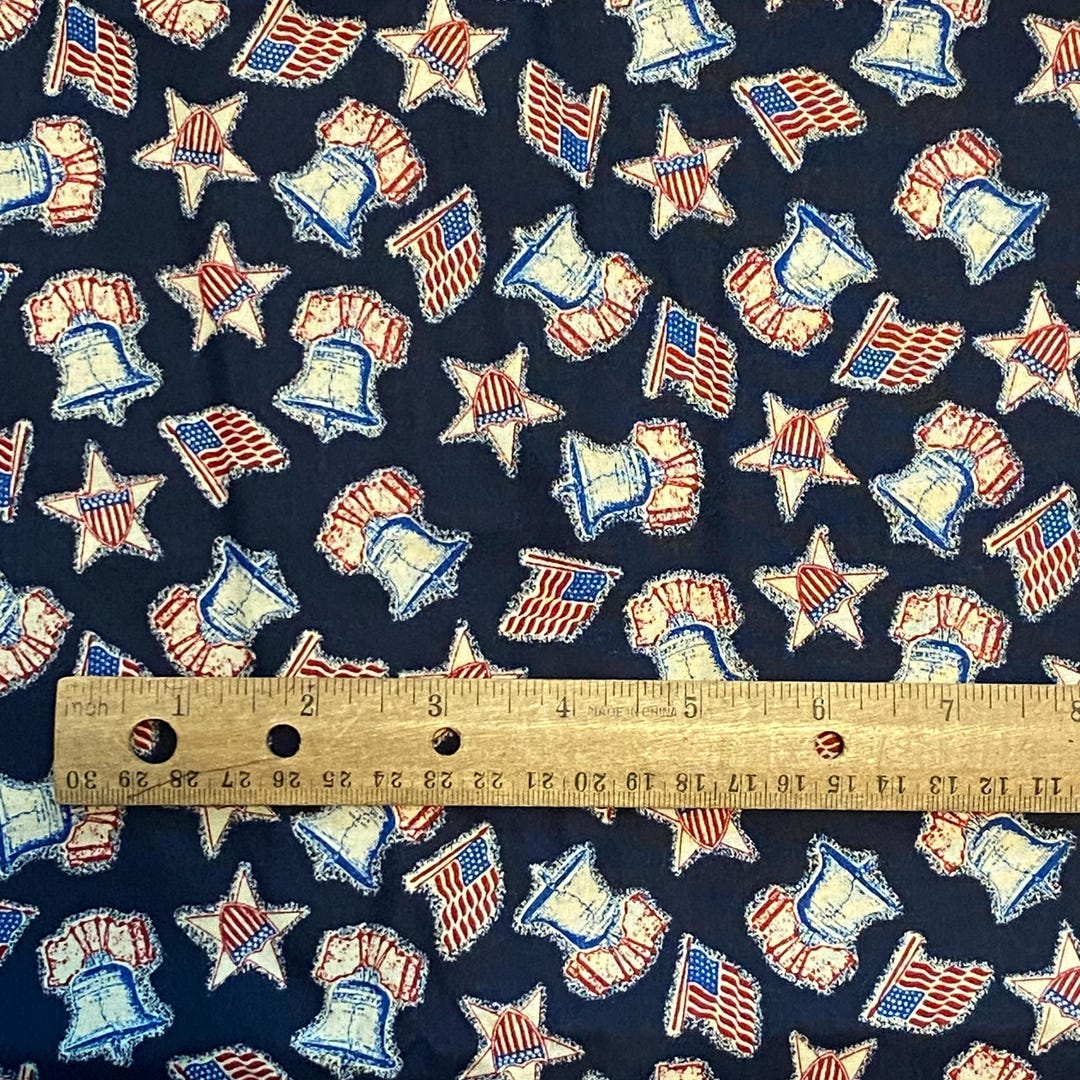 BTY Liberty Bell Flag Fabric Blue Quilting Cotton - Etsy