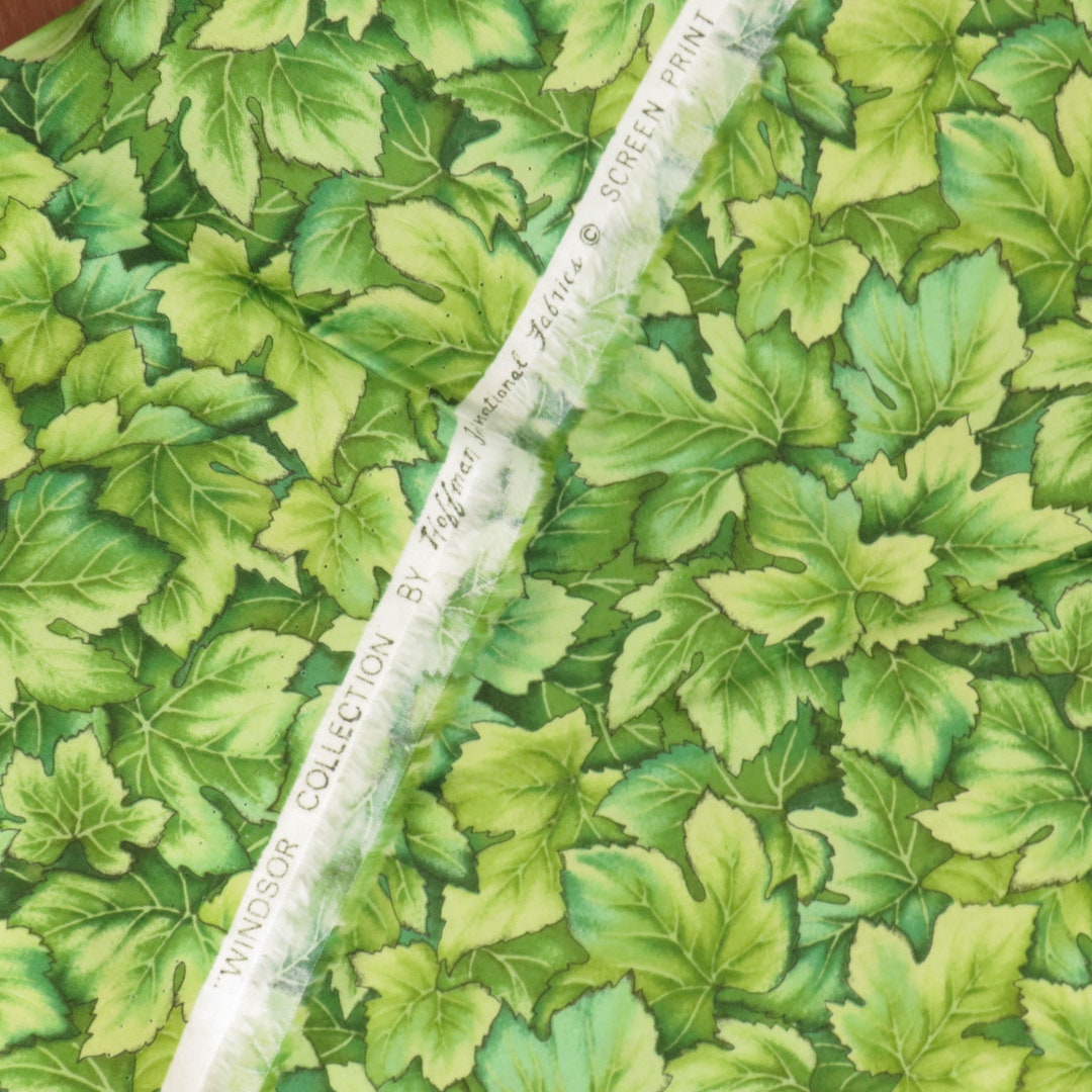 Vintage Green Leaf Print Fabric Quilting Cotton 19x44 - Etsy