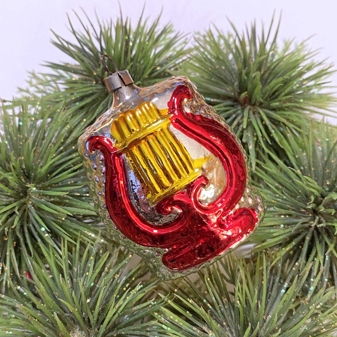 Vintage Blown Glass Harp Ornament West Germany - Etsy