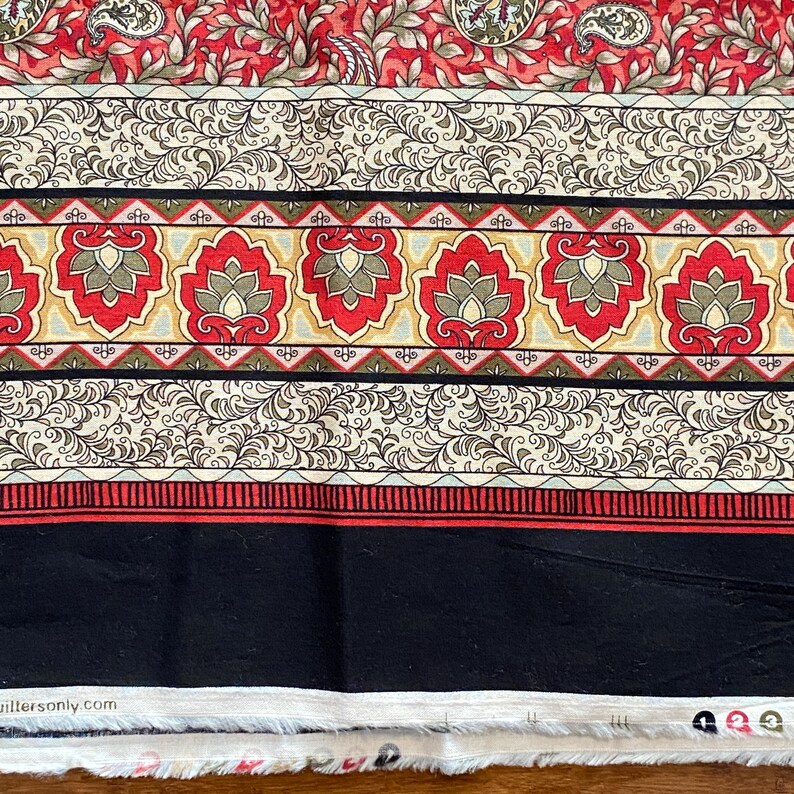 BTY Paisley Border Fabric Red Cotton Quilters Only - Etsy