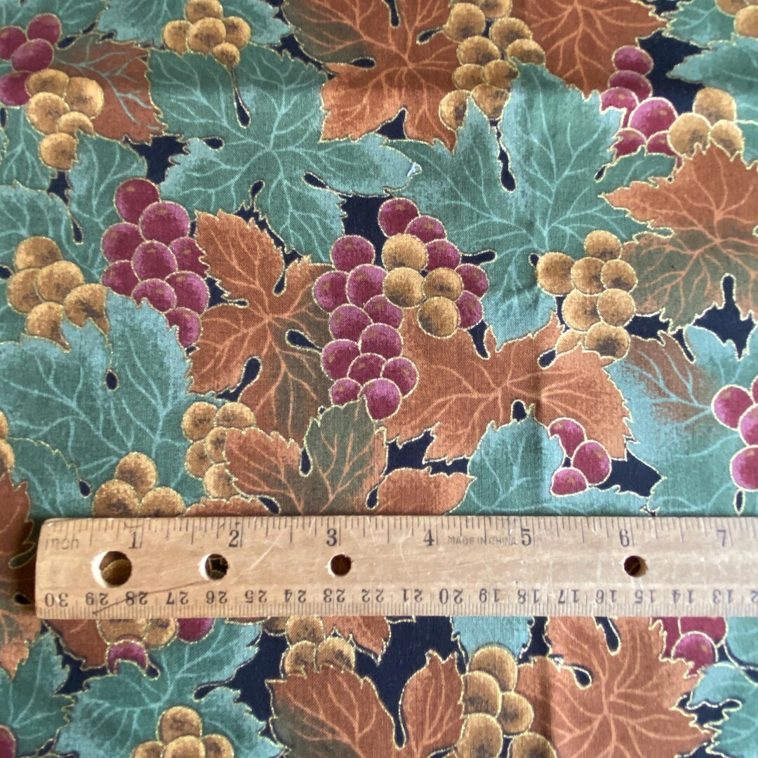 Vintage Gilded Grapes Fabric Muted Black Quilting Cotton 35x44 - Etsy