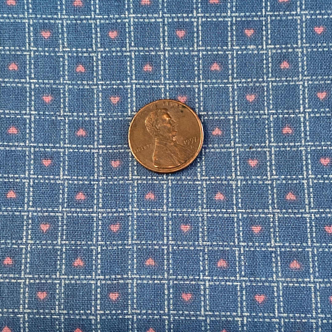 1.5 YD Vintage Micro Print Hearts Fabric Dusty Blue Cotton - Etsy
