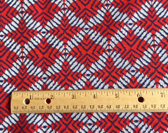 BTY 1970s Double Knit Polyester Fabric Red Blue Geometric - Etsy
