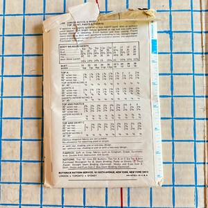 JR Petite Uncut 1970s Top Skirt Pants Sewing Pattern Size 7 Butterick ...