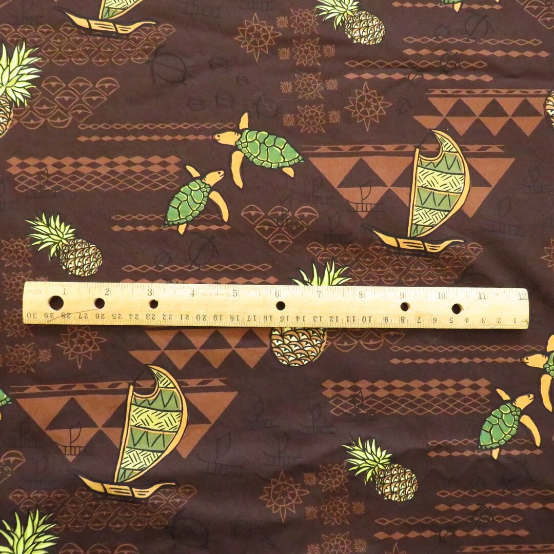 BTY Tiki Turtle Fabric Printex LEN-010 Dark Brown Cotton - Etsy