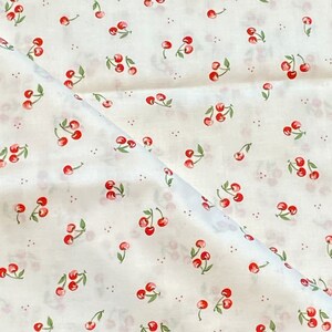 Cherry Print Fabric on Bright White MBT Cotton 1.4 YD - Etsy