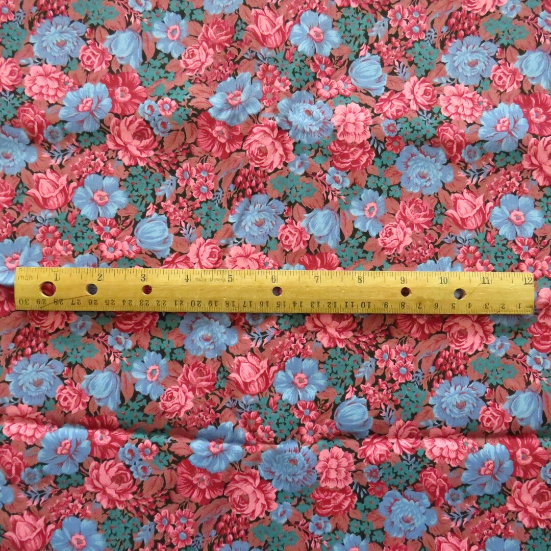 Vintage Floral Fabric Peter Pan Pink Blue Cotton BTY - Etsy