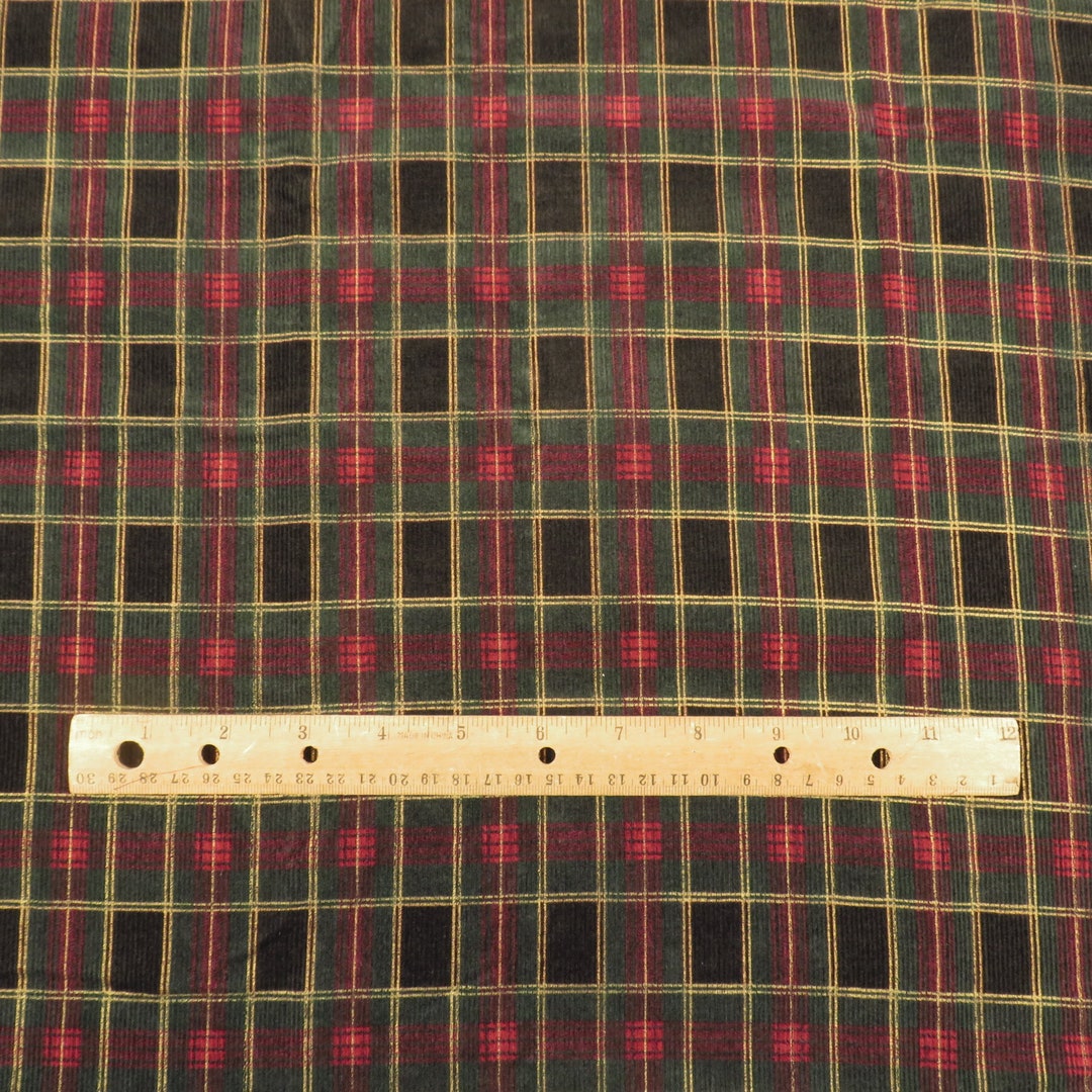 Gilded Plaid Vintage Pinwale Corduroy Fabric 35x44 - Etsy
