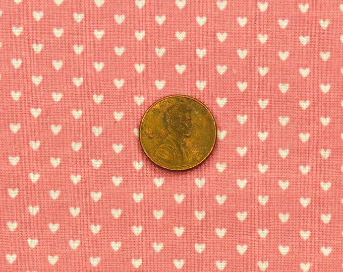 Vintage Joan Kessler Micro Print Hearts Fabric Dusty Pink Cotton 1.5 YD ...