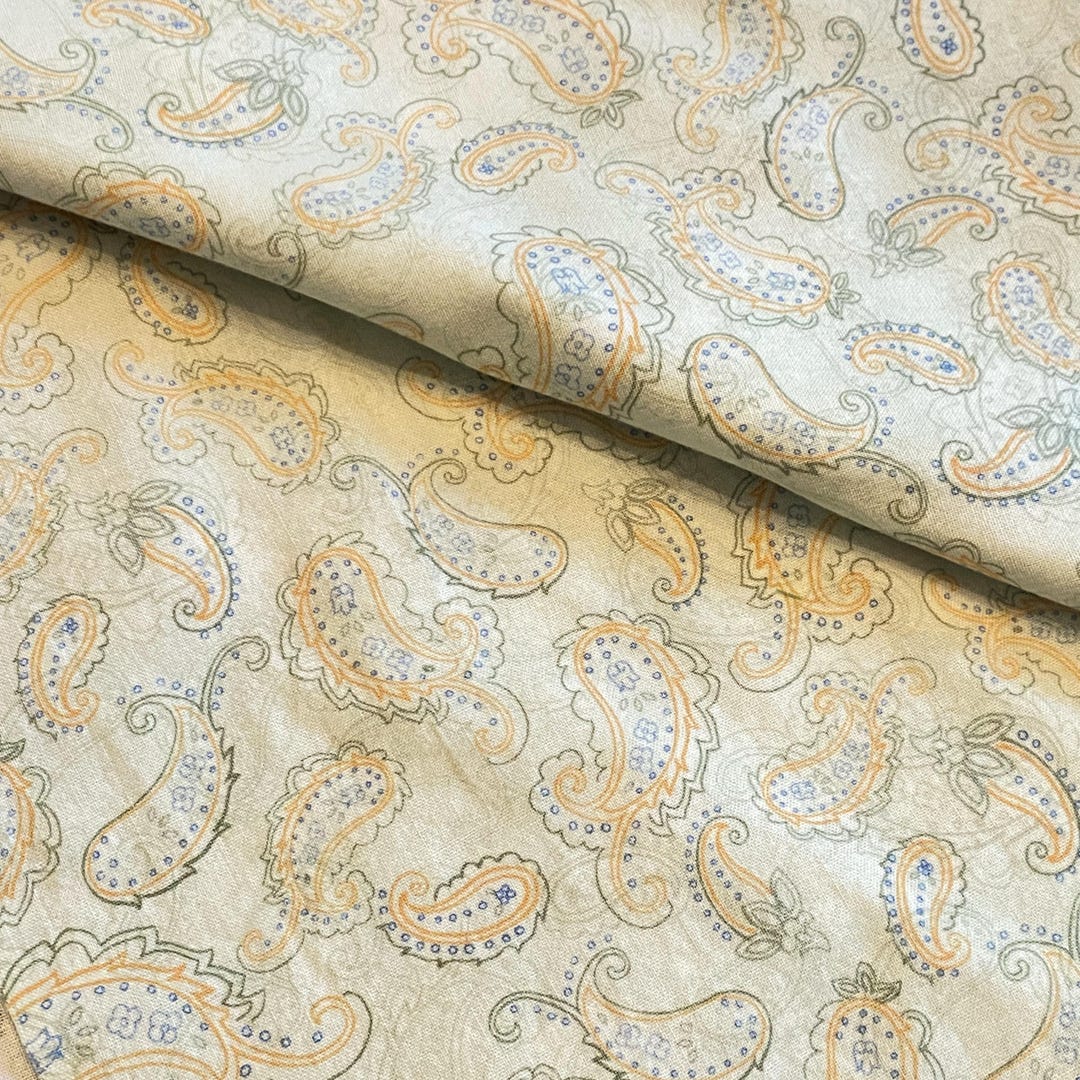 1.7 YD Green Perfectly Paisley Fabric Cotton Print Wilmington - Etsy