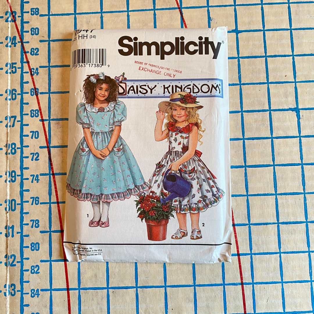 Girls Uncut Daisy Kingdom Dress Pattern Size HH 3 4 5 6 Simplicity 9947 ...