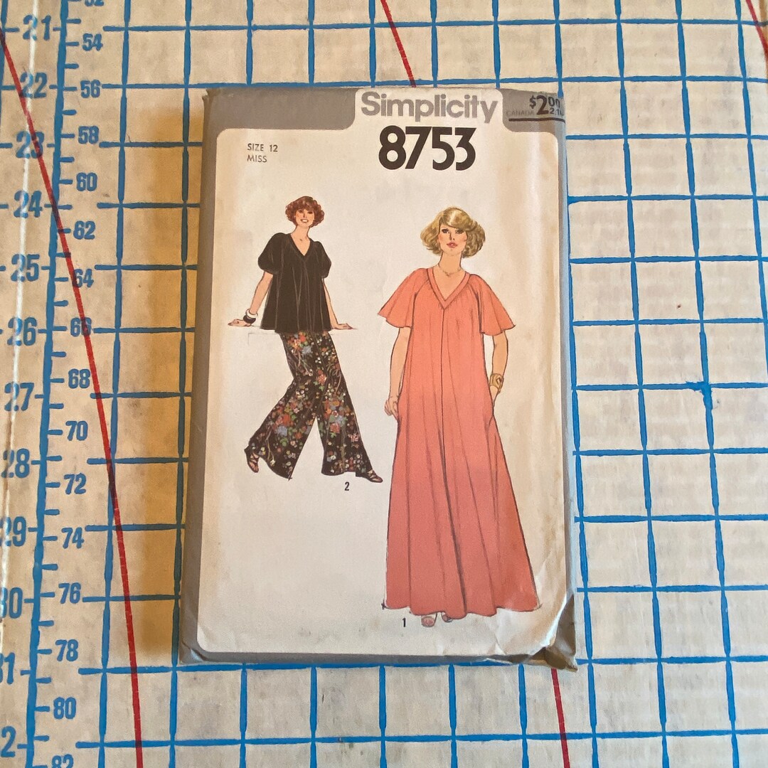 Womens Uncut 1970s Caftan Palazzo Pants Pattern Size 12 Simplicity 8753 ...