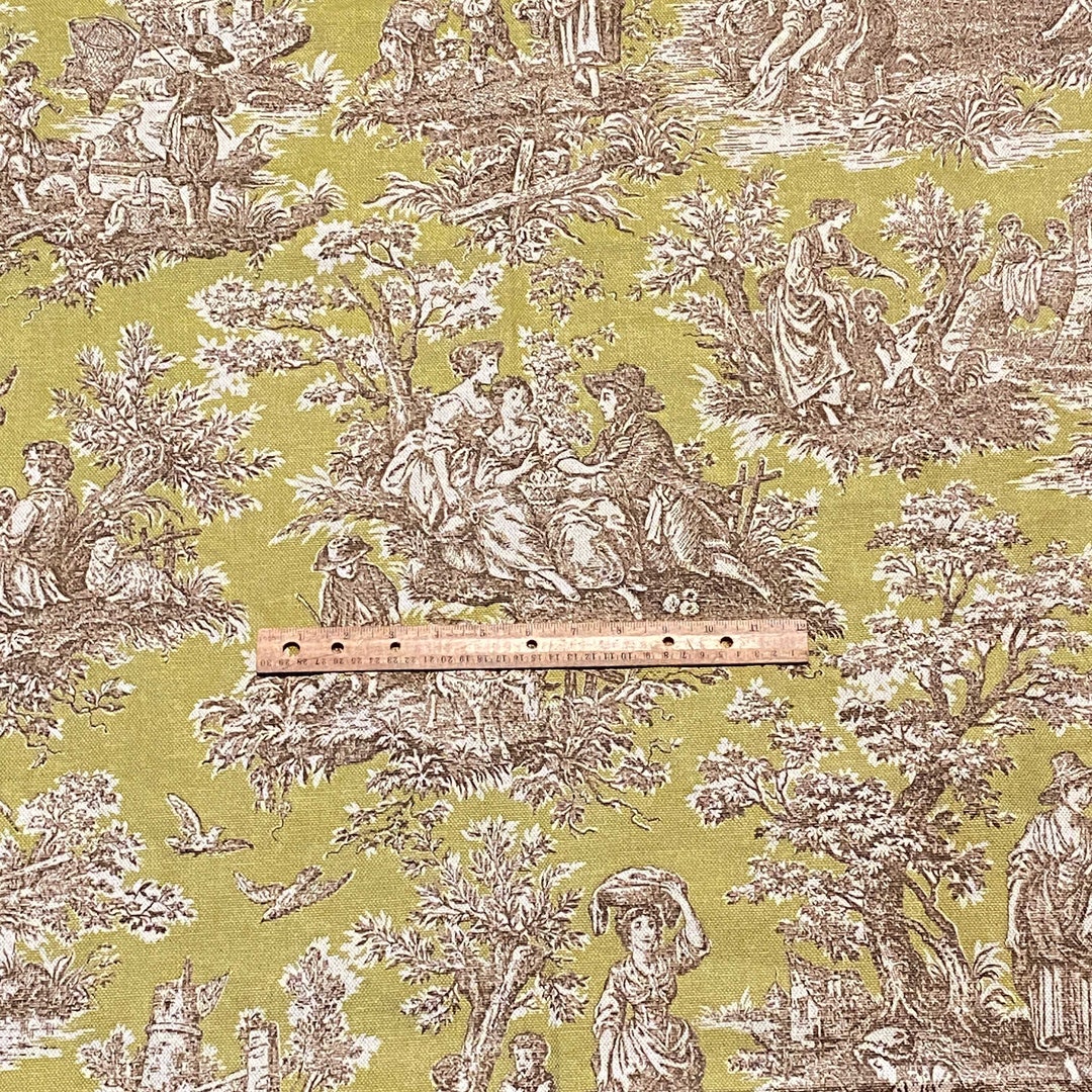 1.7 YD Green Toile Fabric Upholstery Interior - Etsy