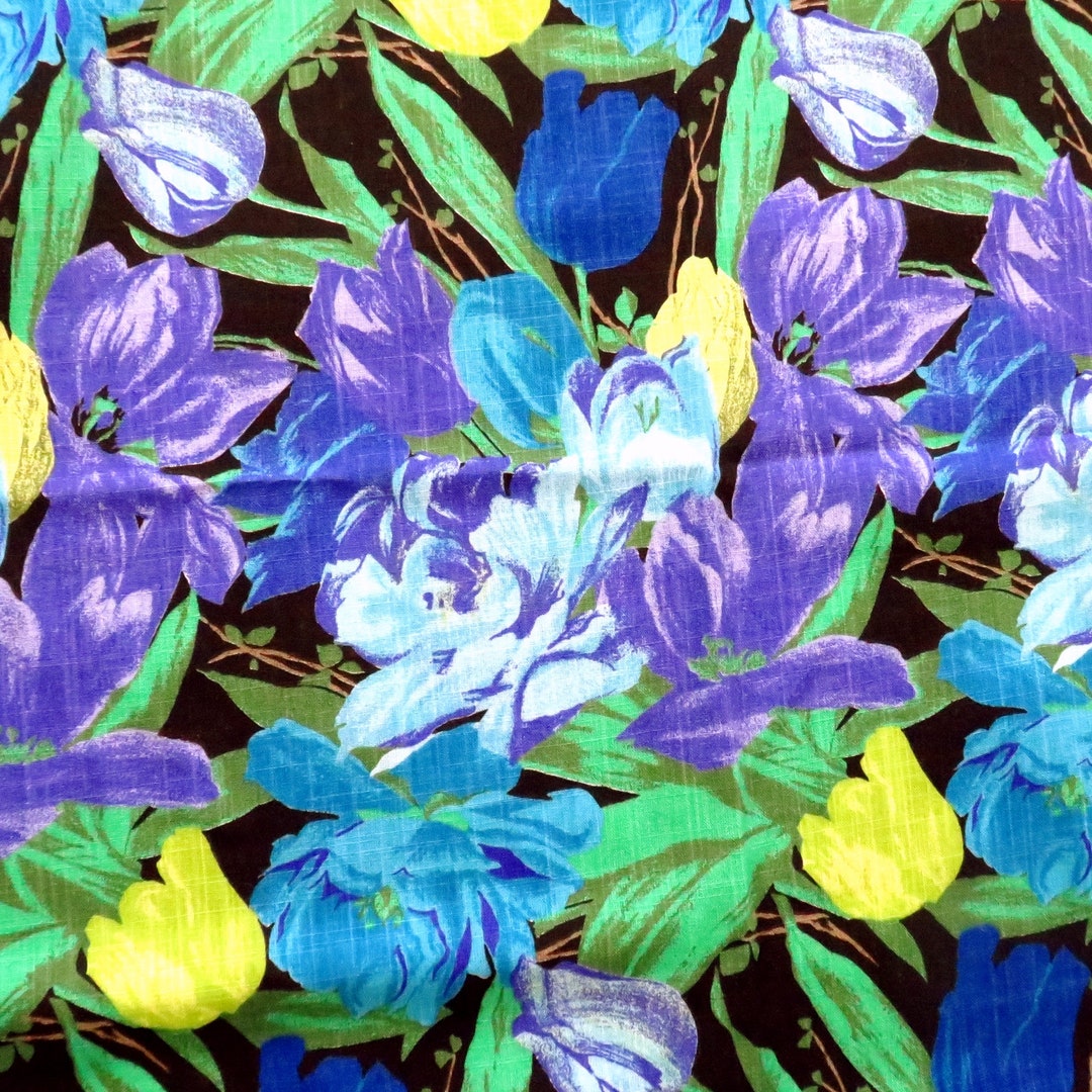 BTY 1980s Impressionist Floral Apparel Fabric - Etsy