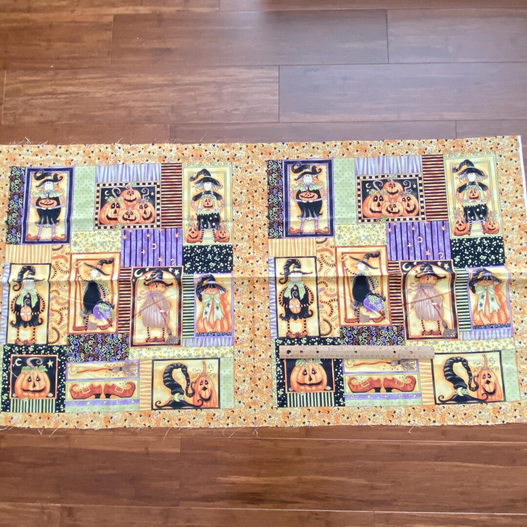 Broom Sweepers Halloween Fabric Clothworks Cotton 23x44 - Etsy
