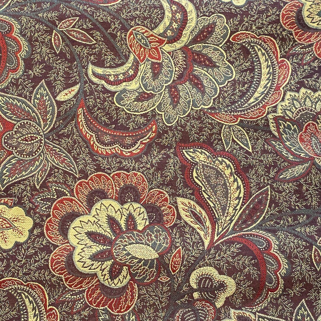 BTY Large Jacobean Floral Upholstery Fabric Brown Vintage - Etsy