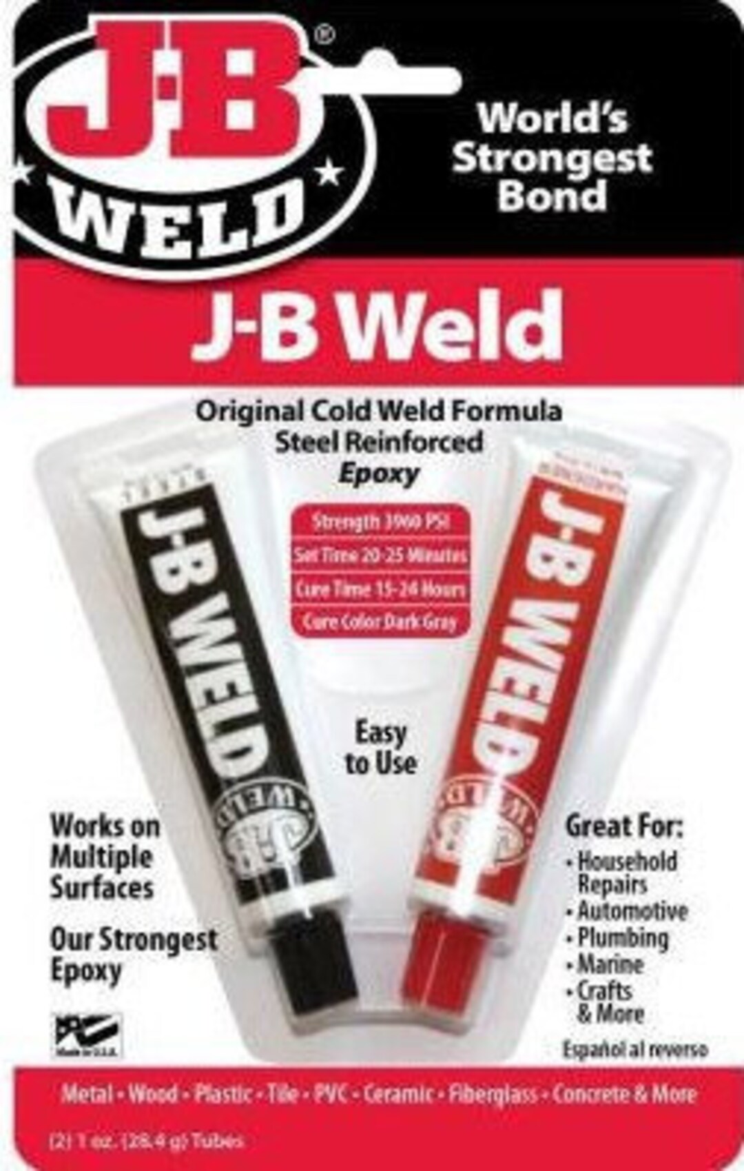 JB J-B Weld 8276 KWIKWELD TWIN TUBE EPOXY QUICK BOND SETTING STEEL ...