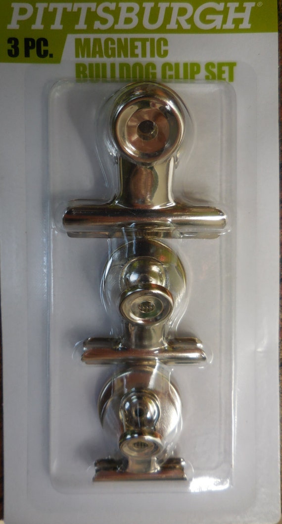 MAGNETIC BULLDOG Clip 98505 three different sized steel clips heavy ...