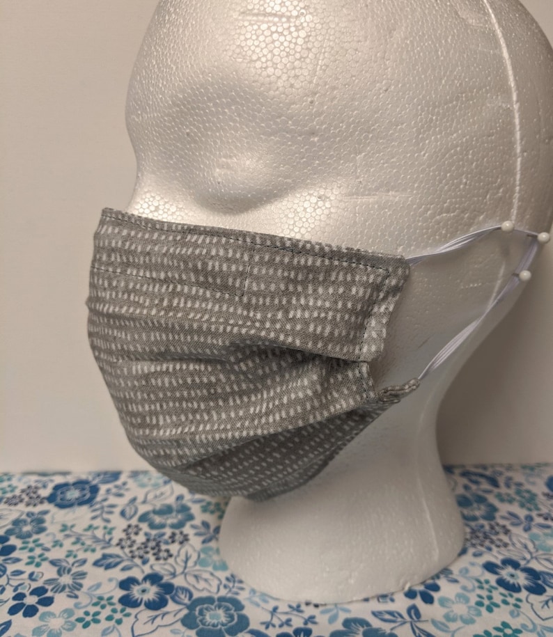 Expandable/pleated Cotton Face Mask, Double Layer, Elastic Ear Loops ...