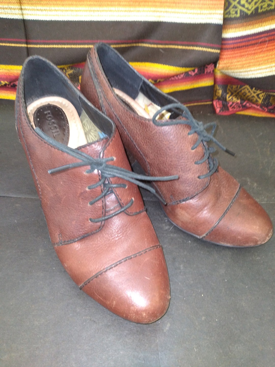 Vintage Fossil Granny Lace up Shoes Size 8 - Etsy
