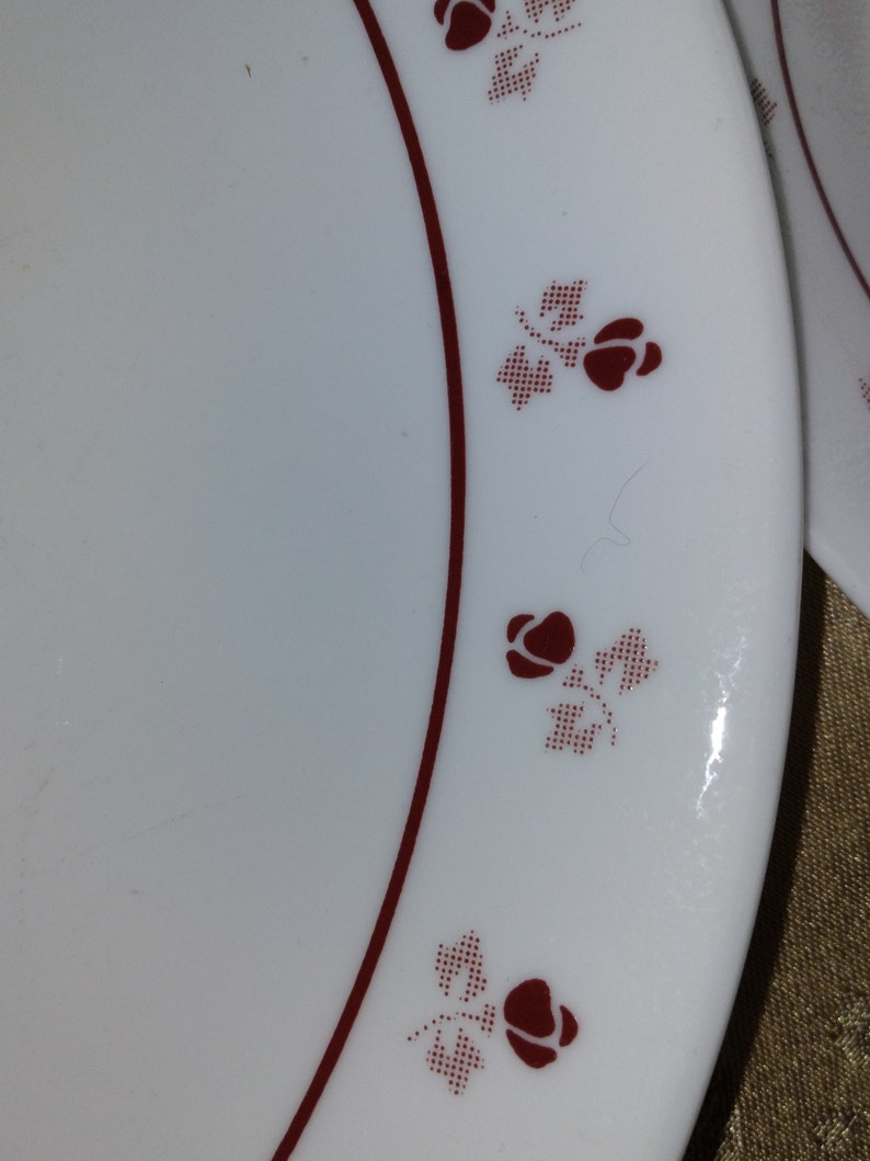 Corelle BURGUNDY ROSE Plates Replacement Dishes Dinner,luncheon,dessert ...