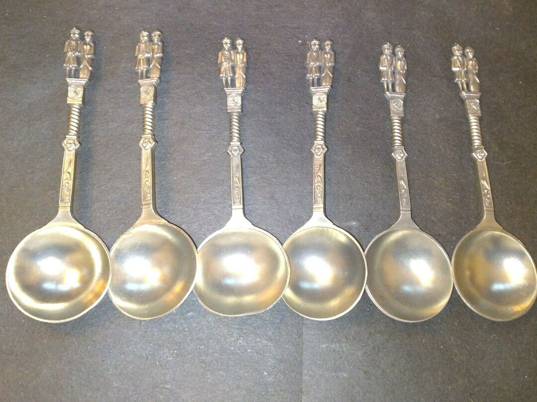 Antique~german Embossed~pewter Rein Zinn Wedding Spoons Set of 6 - Etsy