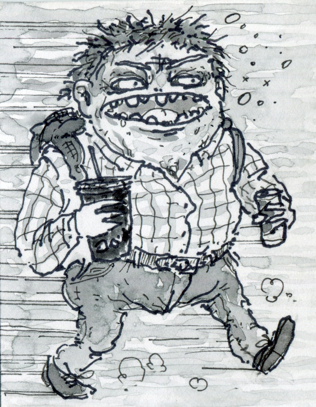 Late Man With Two Beverages to Make Him Faster - Etsy