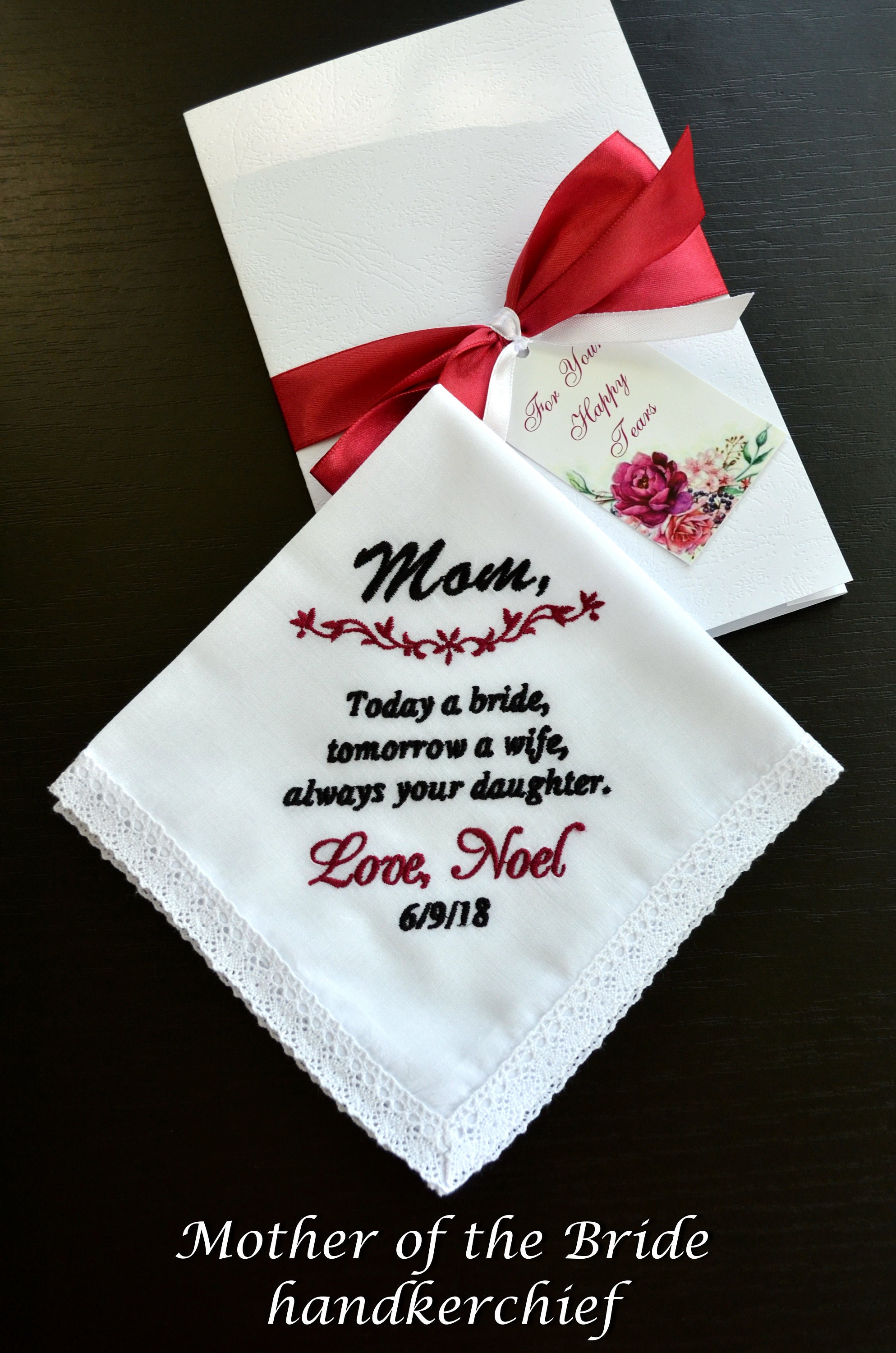 Mother of the Bride Wedding Handkerchief From Daughter - Etsy UK