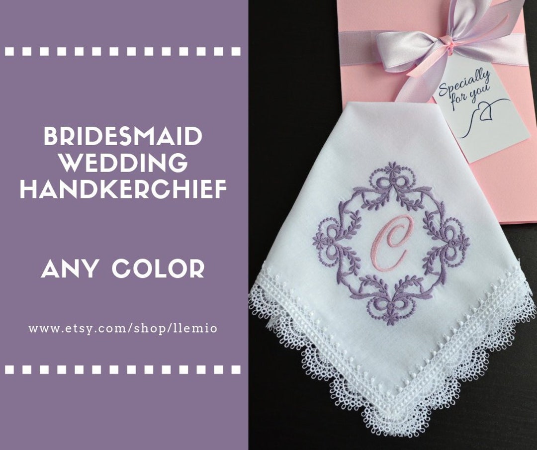 Bridesmaid Wedding Handkerchief From Bride Personalized Embroidered ...