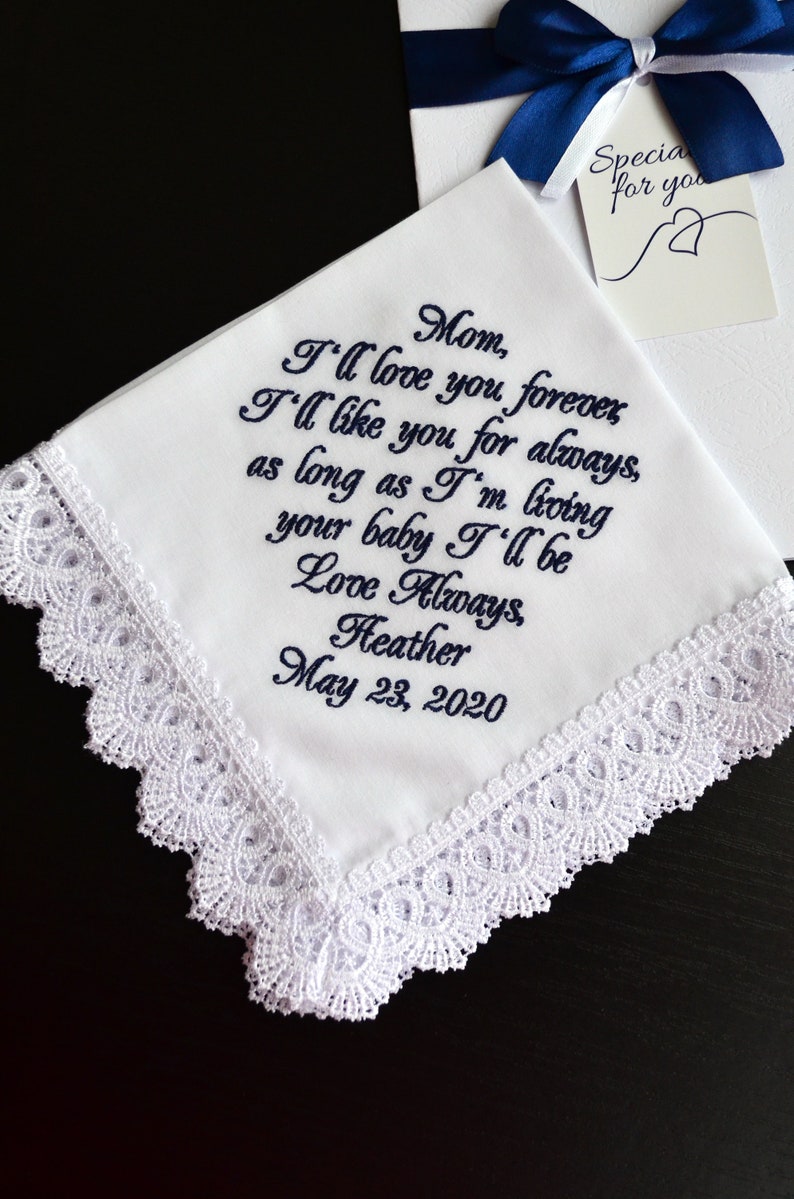 Mother of the bride handkerchief embroidered Wedding gift for | Etsy