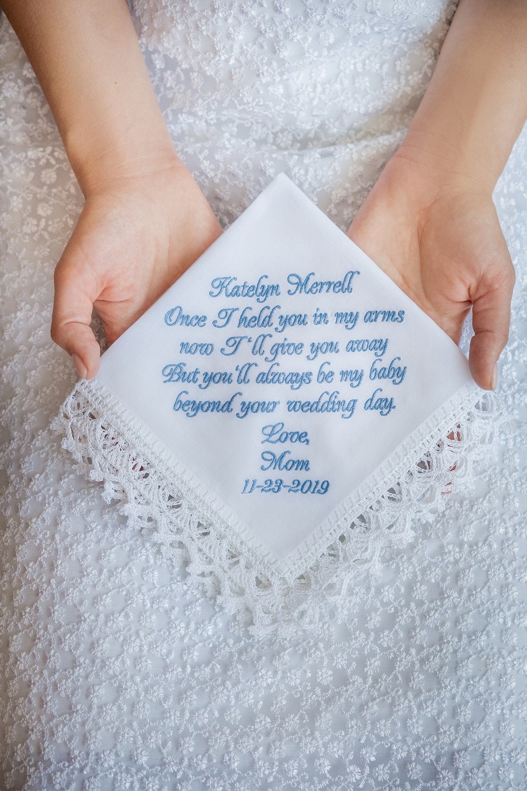 Something Blue Daughter Wedding Handkerchief Something New for Bride ...